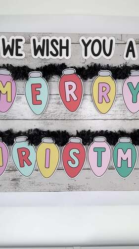 Merry Christmas Light Bulletin Board with Christmas Lights Template & Craft