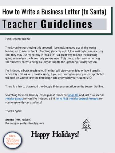 Christmas Writing Activity How to Write a Business Letter by Mrs Nelson ...
