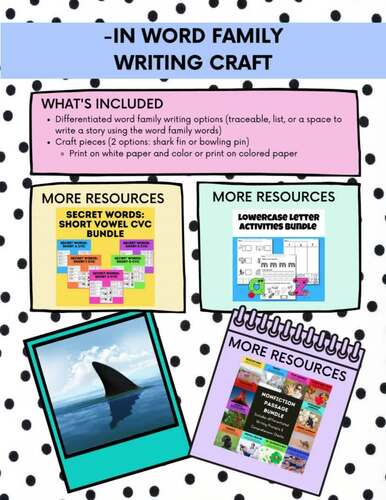 IN Word Family Phonics Writing Craftivity - Short I Phonics Writing & Craft