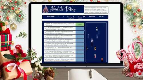 Absolute Dating Christmas Self Checking Worksheet with 4 versions by JayZee
