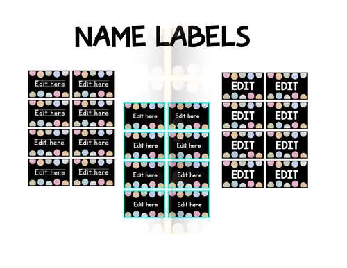 Printable Black and Bright Name Labels, Cubbies Labels, Name Labels ...