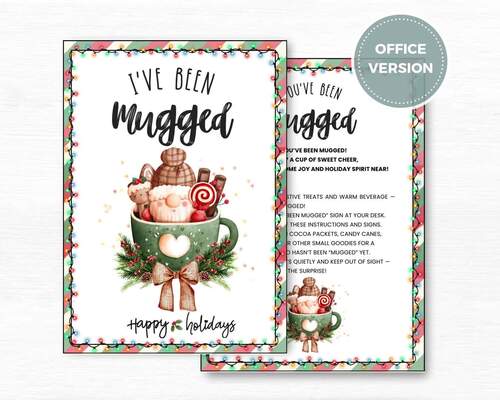 You've Been Mugged Holiday Game Kit: Printable Gift Tags (Digital Download)