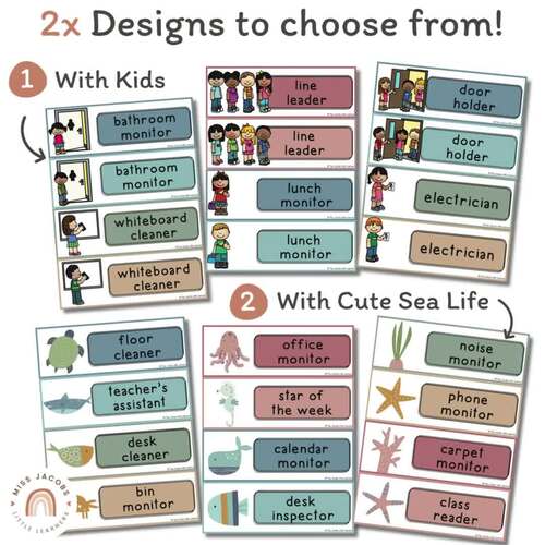 Classroom Jobs Display | Cute Sea Life Classroom Decor | Editable