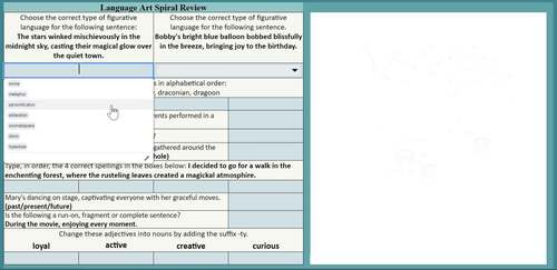 NO PREP - Spiral Language Art Review for 4th/5th Grades - Mermaid