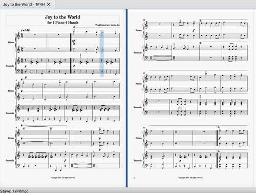 Joy to the World - 1 Piano 4 Hands by Music Bumblebees | TPT