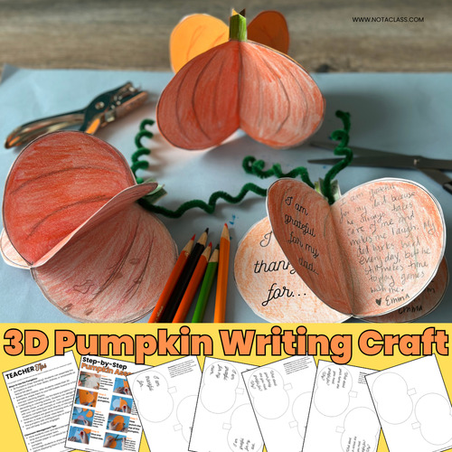 Thanksgiving 3D Pumpkin Writing Craft Autumn Activity Halloween ...