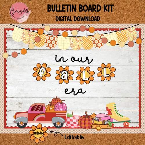 Groovy Fall Bulletin Board Kit | Retro Autumn Classroom & Door Decor