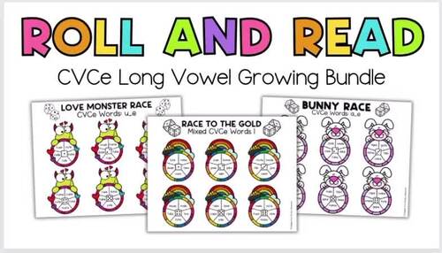 Long Vowel CVCe Magic E | Roll and Read Fluency Practice Games Bundle