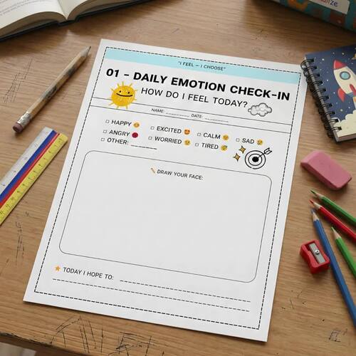 Daily Emotion Check-in & Self-Regulation Worksheets | SEL Morning Work ...