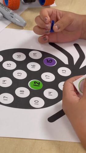 Numbers 1-20 Dot Sticker Pumpkin Halloween Spider Match PreK Preschool TK