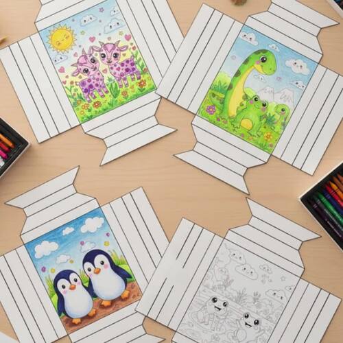 300 Printable 3D Paper Frame Coloring Pages for Kids | Cut and Fold Craft