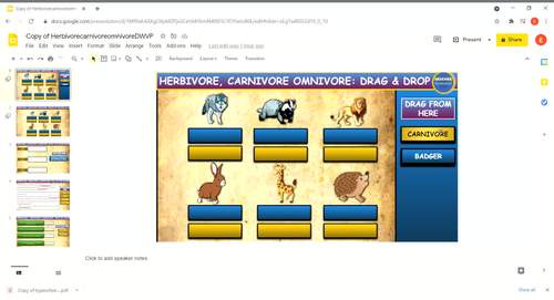 Herbivore, Omnivores & Carnivores: Drag & Drop: Google Slides. Powerpoint