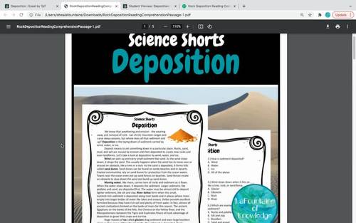 Rock Deposition Reading Comprehension Passage by LaFountaine of Knowledge