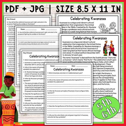 Kwanzaa Reading Comprehension Passage And Questions | Kwanzaa ...