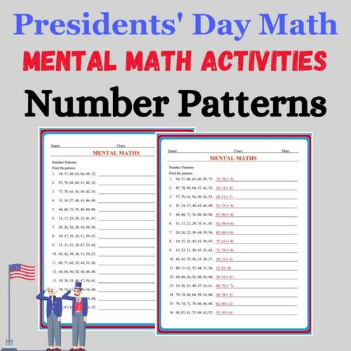 Presidents Day Activities: Funny Mental Math Number Patterns Worksheets