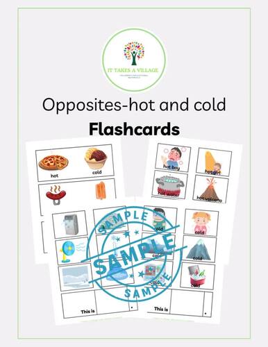 Opposites-Hot and cold Flashcards- Select and label (ABLLS-R C24 + G13)