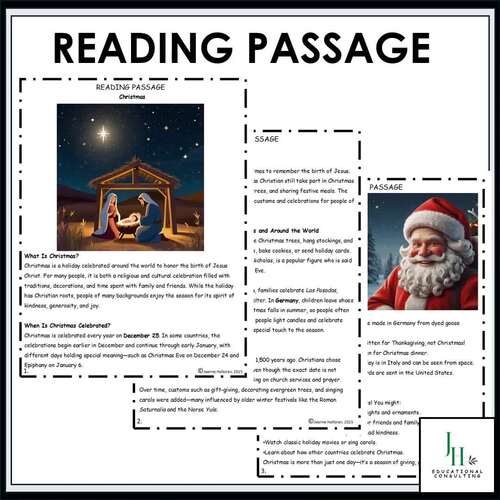 DIGITAL Christmas Reading Comprehension Activity | Questions | December ...