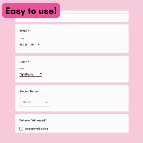 Student Behavior Tracker | Google Form for Quick & Easy Behavior Data ...