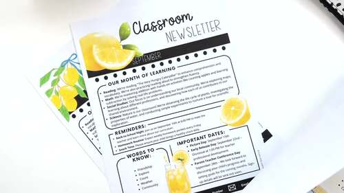 Coastal Lemon Editable Newsletter Templates - Weekly & Monthly, Back to ...
