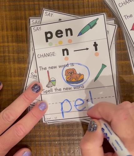 Final Phoneme Substitution Task Cards, Ending Sound Phonemic Awareness