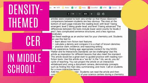 Density Claim Evidence Reasoning CER Activity Bundle by Crosswalk ...