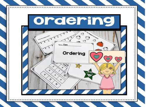 Kindergarten Grade Math Journal for Ordering Numbers and Sorting by Size