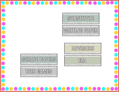 Printable Boho Neutral Spotty 10 Drawer Cart Labels, Rolling Cart Labels