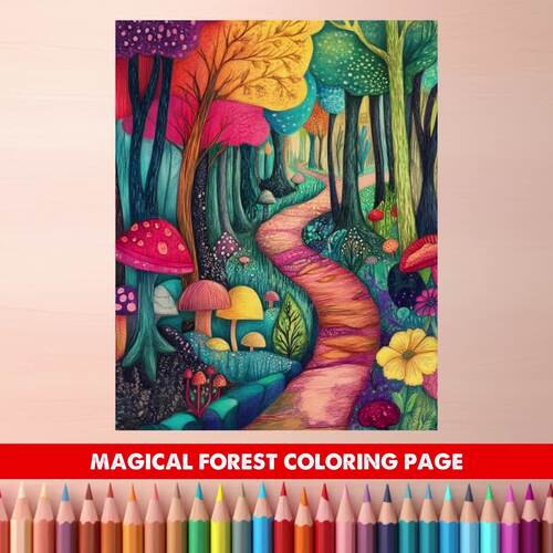 50 Magical Forest Coloring Pages - Kids & Adults Holiday Activity