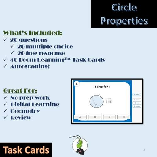 Circle Properties Review Problems Boom Task Cards for Geometry | TPT