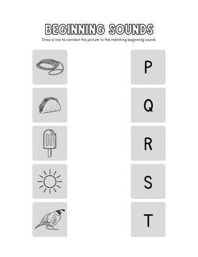 Beginning Sounds Worksheets, Initial Sound Matching Activity, EASY FUN ...