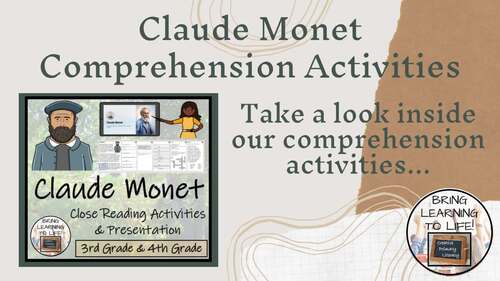 Claude Monet Close Reading Passage & Comprehension Activities | 3rd–4th ...