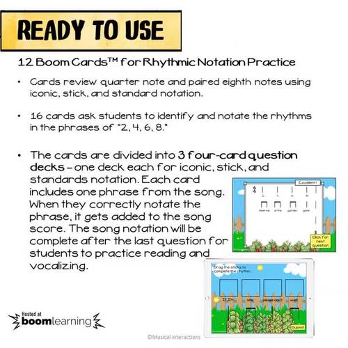 Build-a-Song Rhythm Edition "2, 4, 6, 8" Distance Learning Boom Cards