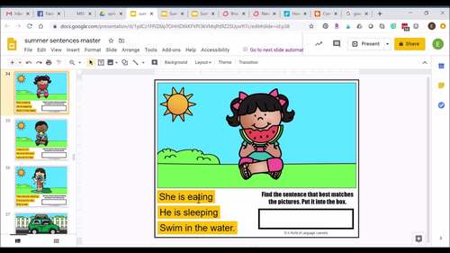Digital Summer Sentence Matching Distance Learning | TpT