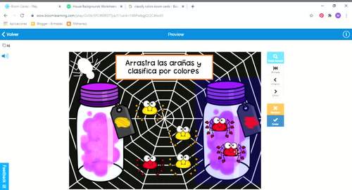 BOOM CARDS HALLOWEEN: Clasificar por colores | Digital Math Game in Spanish