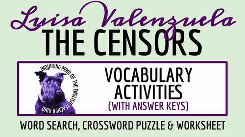 "The Censors" by Luisa Valenzuela Vocabulary Activities | Dark Humor ...