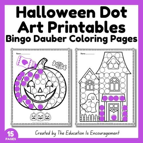 Halloween Dot Art Printables | Bingo Dauber Coloring Pages | TPT