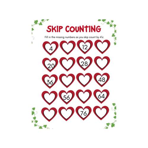 Multiplication skip counting Valentines kindergart 1st and 2nd grade