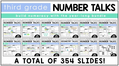3rd Grade Number Talks | YEAR-LONG BUNDLE | 354 Slides | Includes BONUS ...