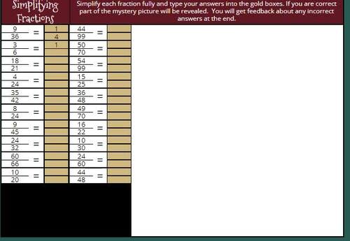 Simplifying Fractions 4th Grade Christmas Math Pixel Art Winter Activities