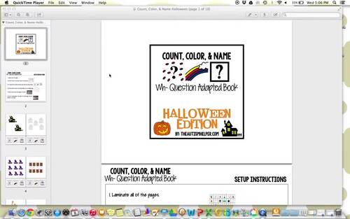 Count, Color, & Name Wh-Question Adapted Book - HALLOWEEN by The Autism ...