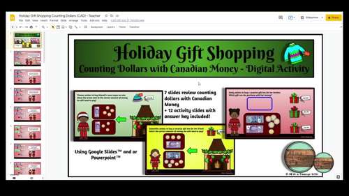 Counting Canadian Money & Coins Christmas Holiday Shopping Digital Activity