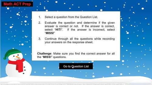 Math ACT Prep - Winter Interactive Activity-Google Slides - ACT Math ...