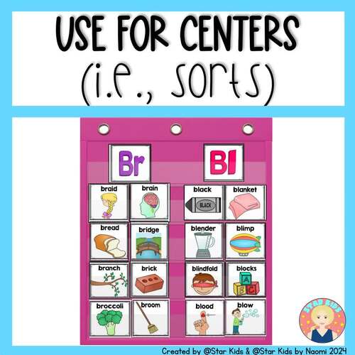 Beginning Blends Picture Cards for Large Pocket Charts by Star Kids