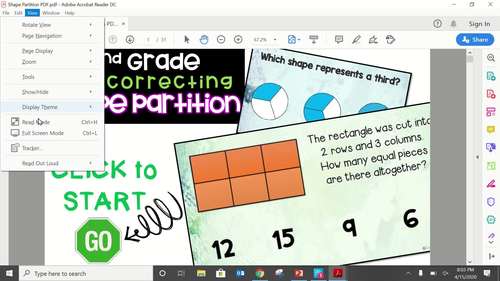 2nd Grade SHAPE Partition Self Correcting PDF - Distance Learning ...