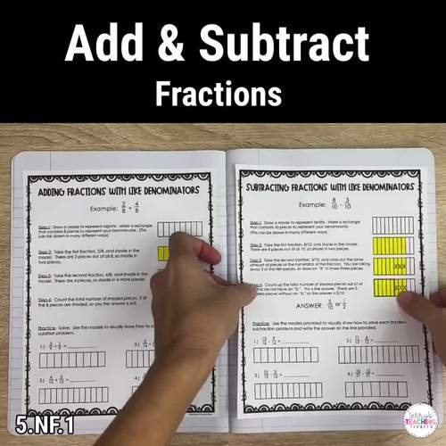 Add and Subtract Fractions - Visual Models Included - Printable | TPT