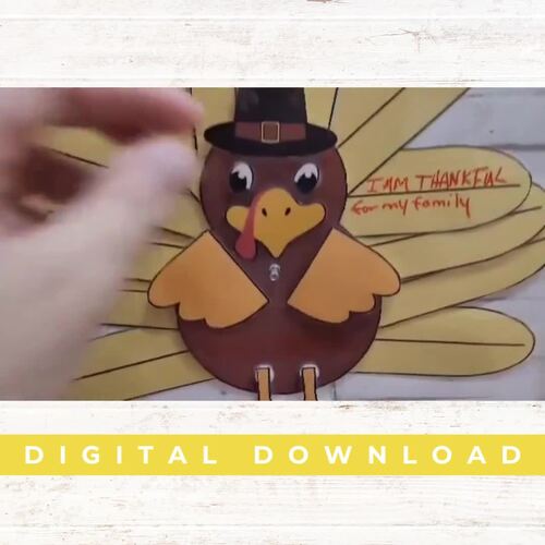 Thankful Turkey Printable, Thanksgiving Activity for Kids, Fall Craft