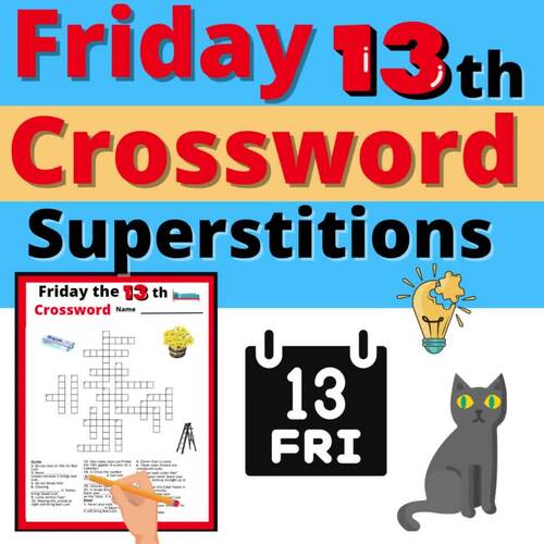 Friday the 13th Crossword Puzzle Vocabulary Activity No Prep Fun Day