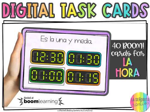 La Hora Digital Task Cards in Spanish | Time | BOOM Cards by Senorita ...