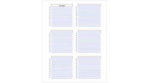 Blank Checklist Printable PDF - 8.5" x 11" US Letter - 6 categories