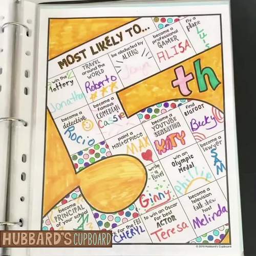 Last Week Day of School Activity 5th Grade End of Year Memory Book ...